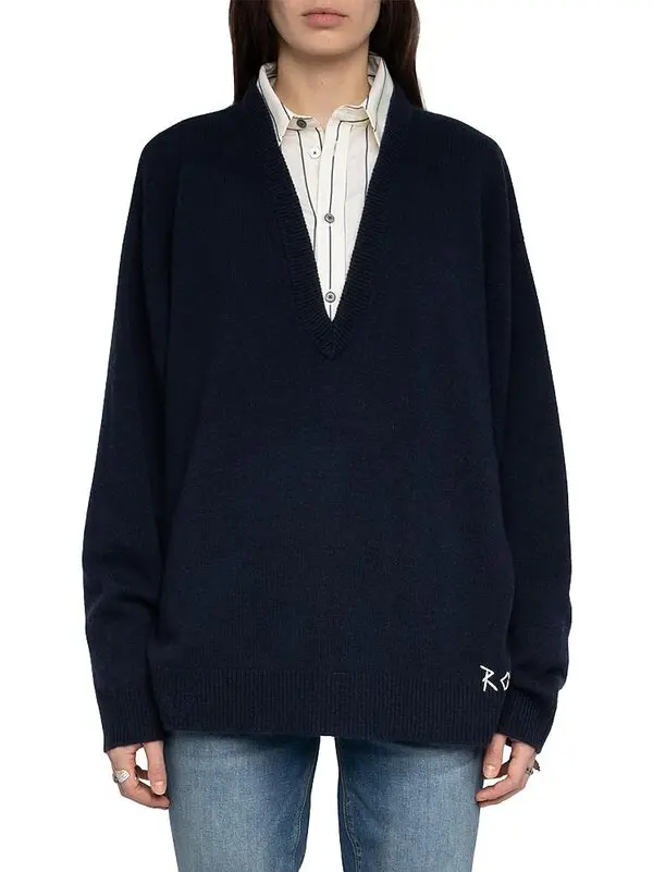 Zadig&Voltaire Swyny Wool V-neck Sweater - Encre