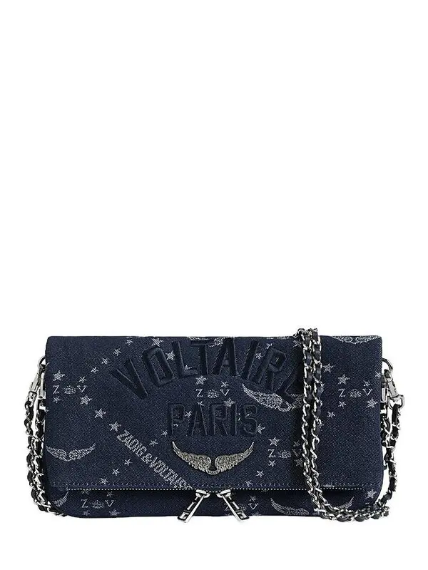 Zadig&Voltaire Rock Zv Monogram Denim Clutch - Silent