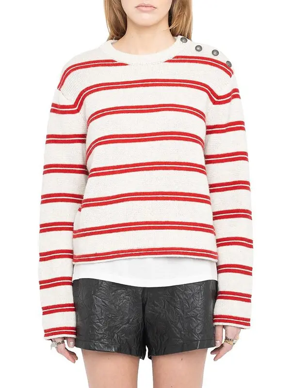 Zadig&Voltaire Spikyz Button Shoulder Sweater - Gris Chine