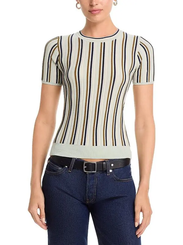 Rag & Bone Victoria Short Sleeve Crewneck Sweater - Blue Multi