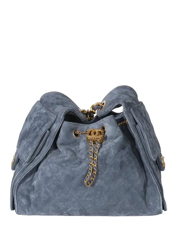 Chanel Quilted Suede Hobo - Blue