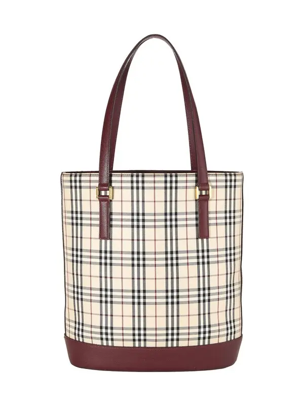 Burberry Jacquard Check Bucket Tote - Burgundy