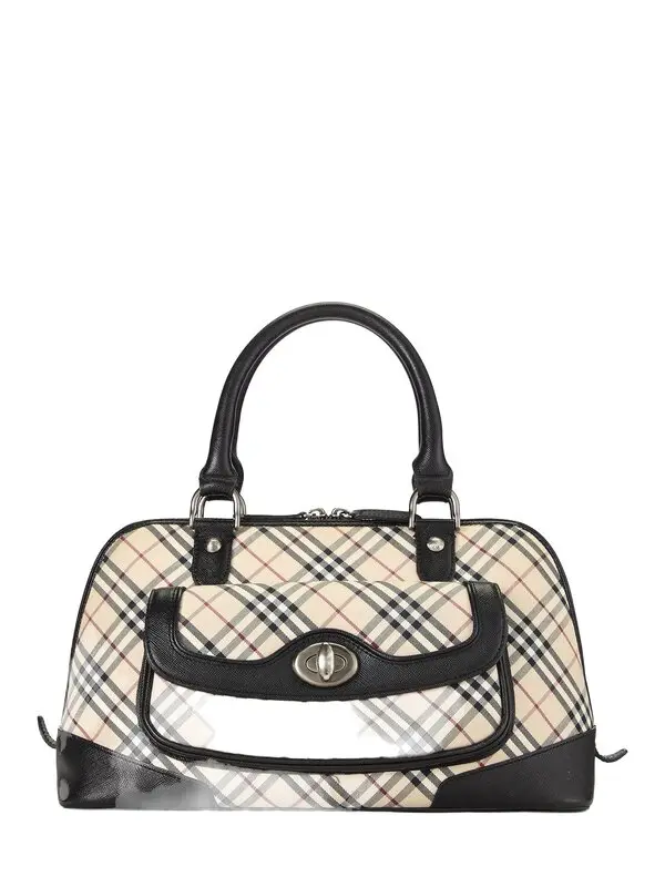 Burberry Jacquard Check Turnlock Dome Handbag - Black