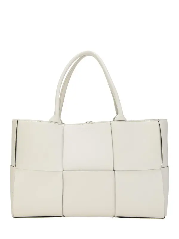 Bottega Veneta Calfskin Maxi Intrecciato Arco Tote - White
