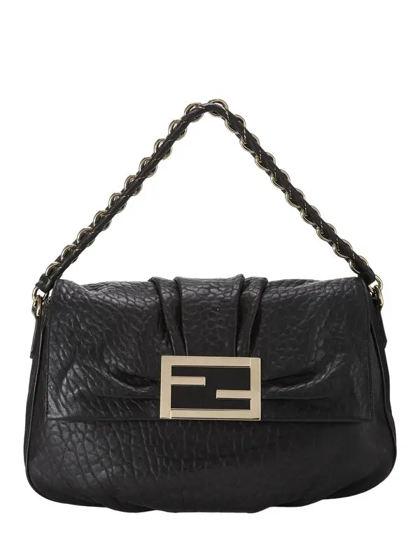 Fendi Leather Mia Shoulder Bag - Black