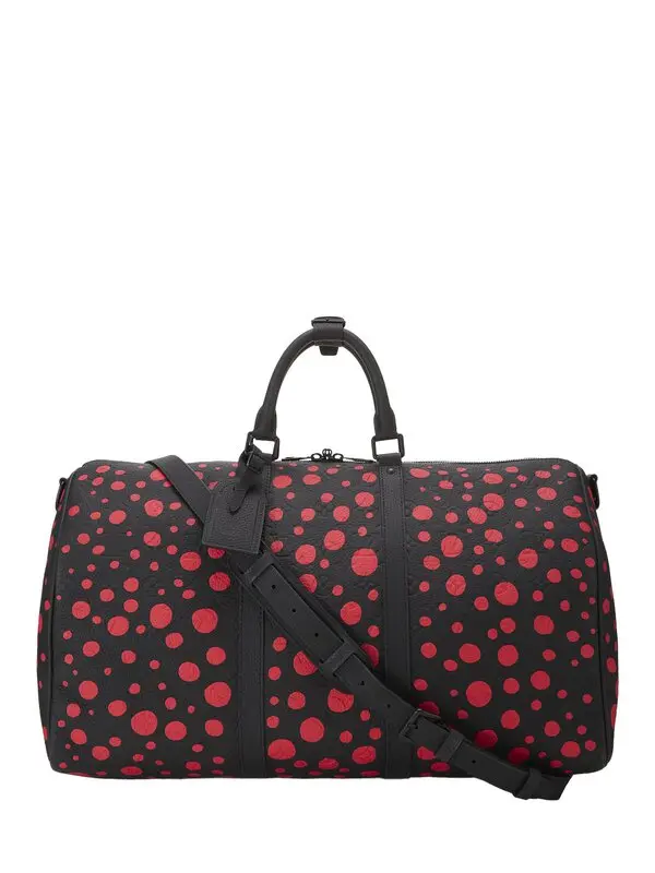 LOUIS VUITTON Yayoi Kusama X Taurillon Leather Keepall Bandouliere 50 - Red