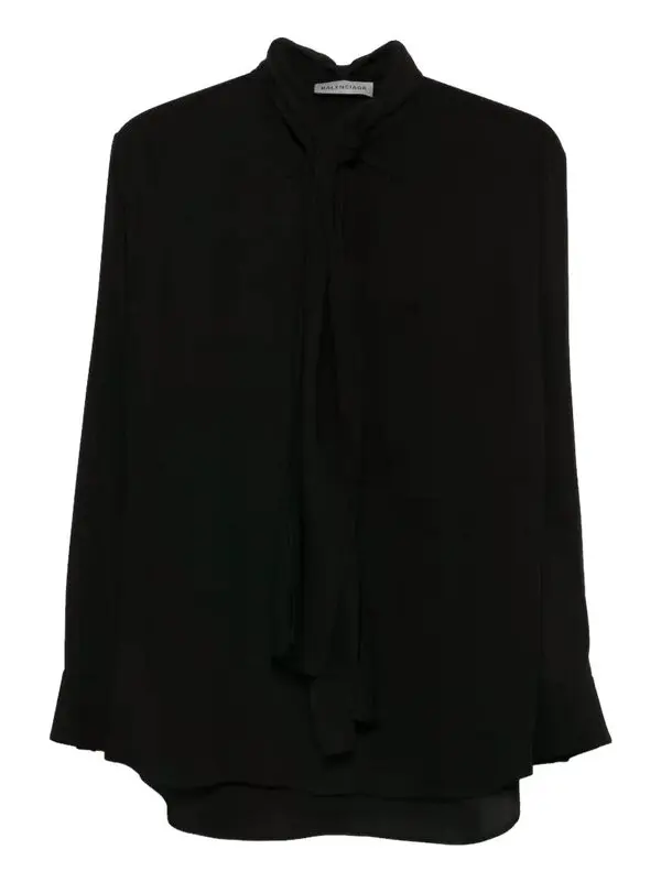 Balenciaga Tie-neck Shirt - Black