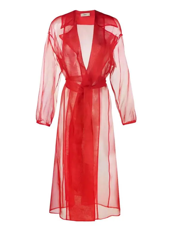 Herno Sheer Silk Belted Coat - Red