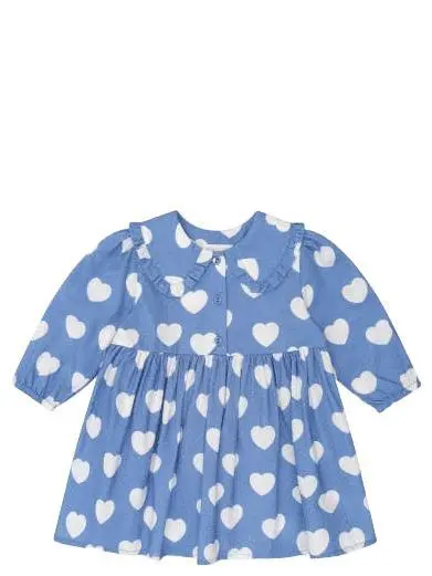 HUXBABY Frill Heart Collar Dress - Bijou Blue