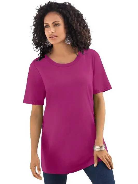 Roaman's Cotton Crewneck Tee - Raspberry