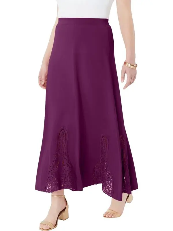 ROAMAN'S Lace Maxi Skirt - Dark Berry