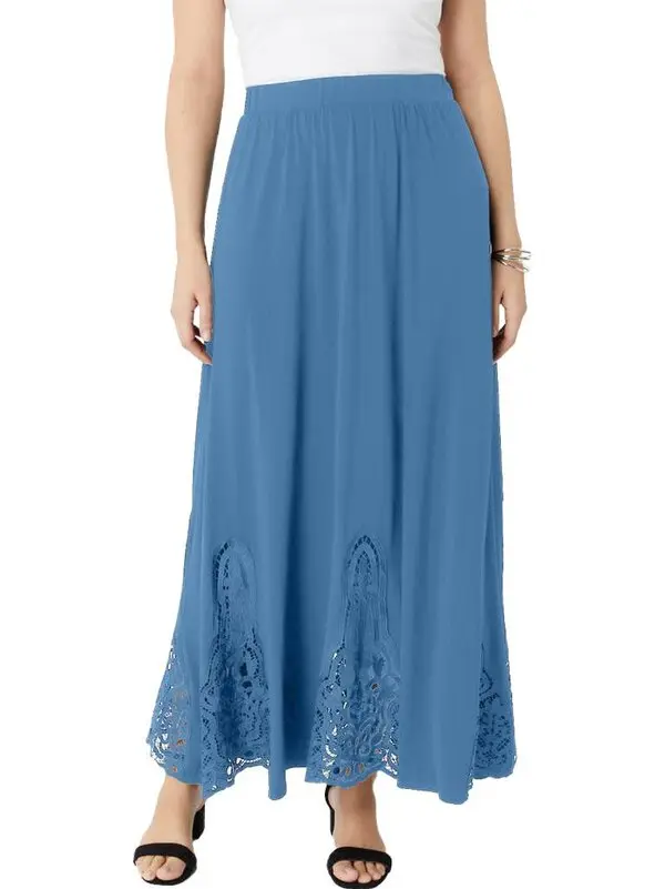 ROAMAN'S Lace Maxi Skirt - Dusty Indigo