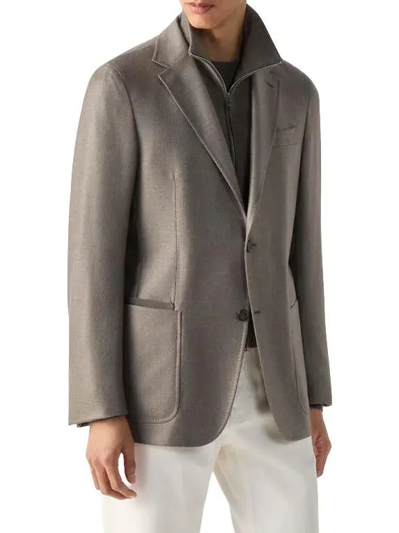 Zegna Oasi Cashmere Blend Sport Coat With Detachable Bib - Dark Taupe Melange