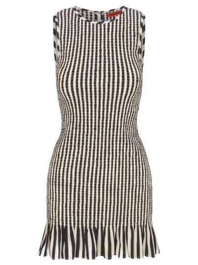 SIMONMILLER Belle Smocked Mini Dress - Black/white Stripe