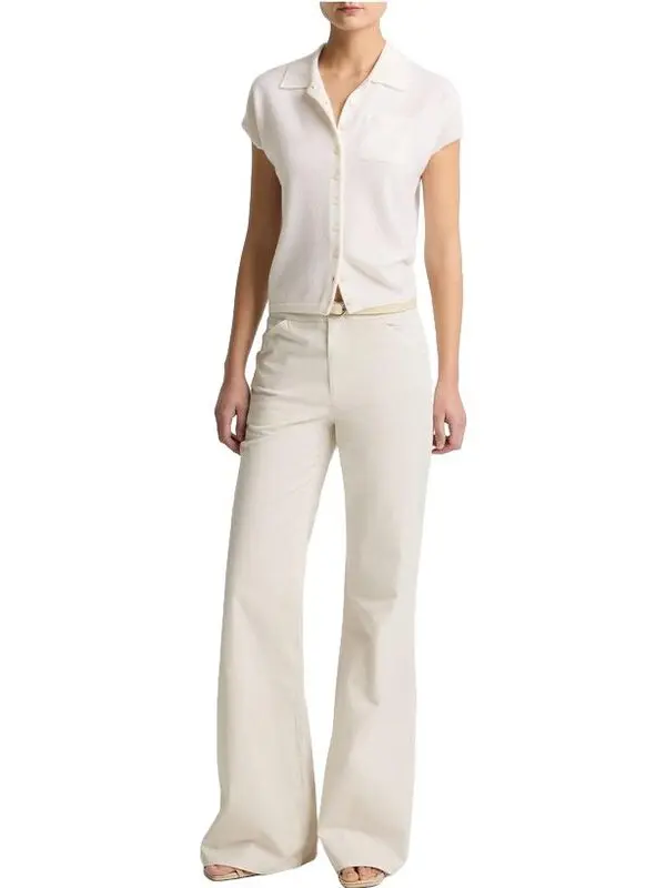 Vince Italian Stretch-cotton Flare Pant - Natural