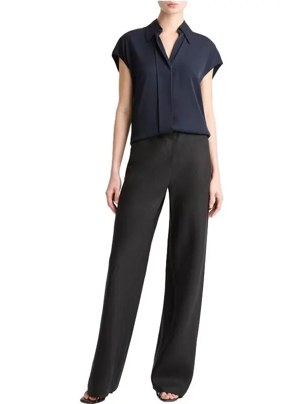 Vince Colette High-rise Italian Linen Bias Pant - Black