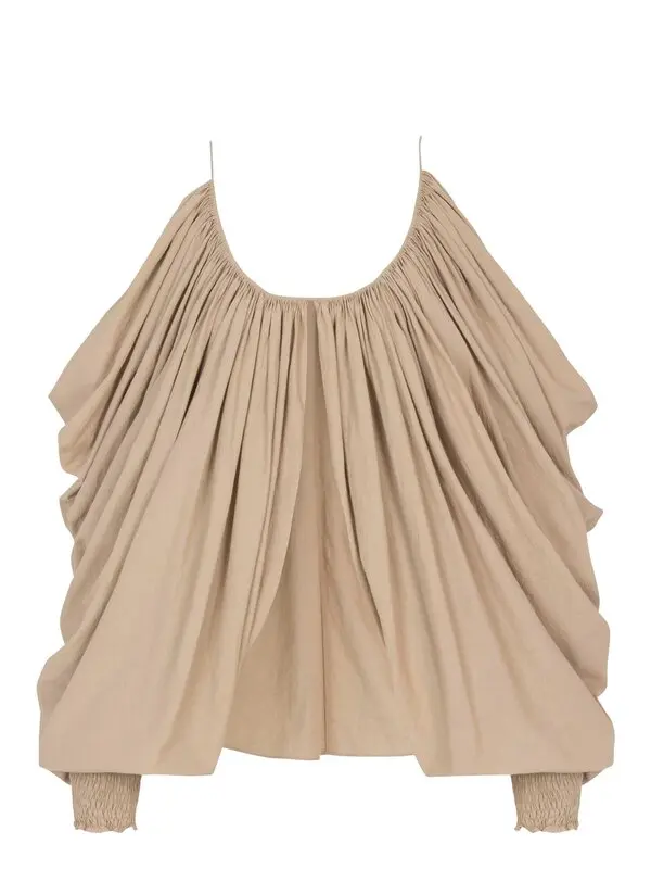 Balmain Strappy Cotton Blouse - Beige