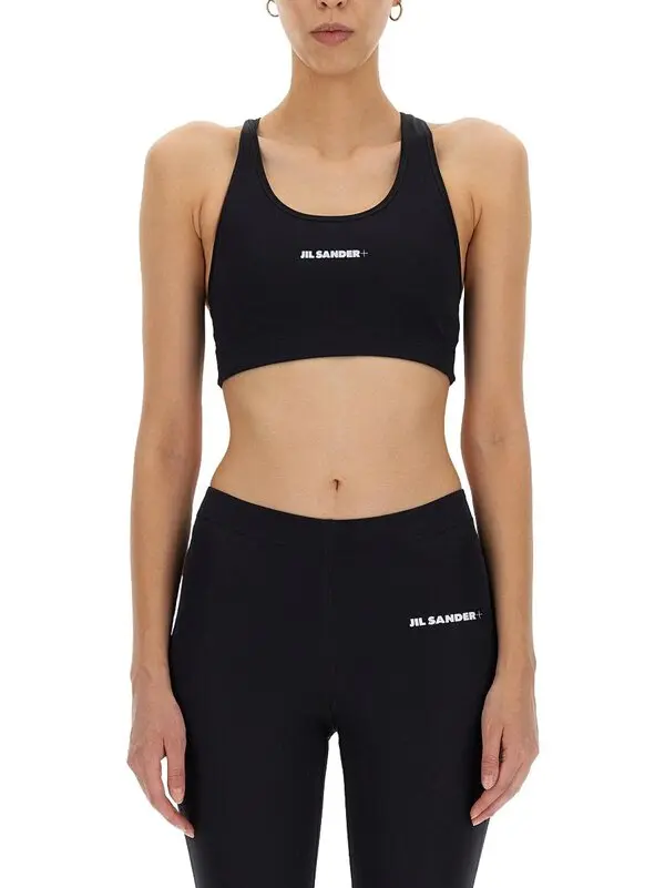 JIL SANDER Logo Crop Top - Black
