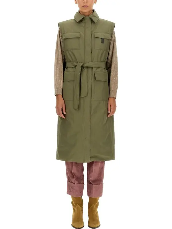 Brunello Cucinelli Taffeta Trench Coat - Military Green