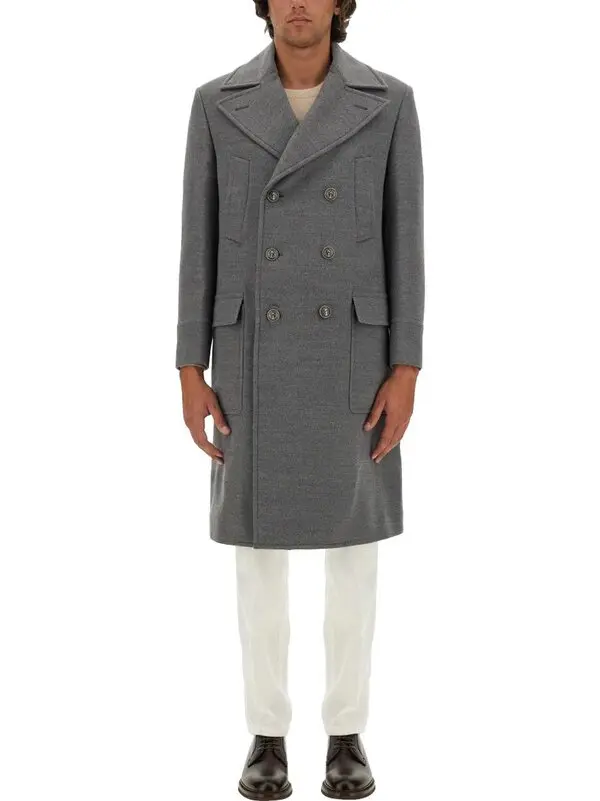 Brunello Cucinelli Double-breasted Wool Coat - Grey