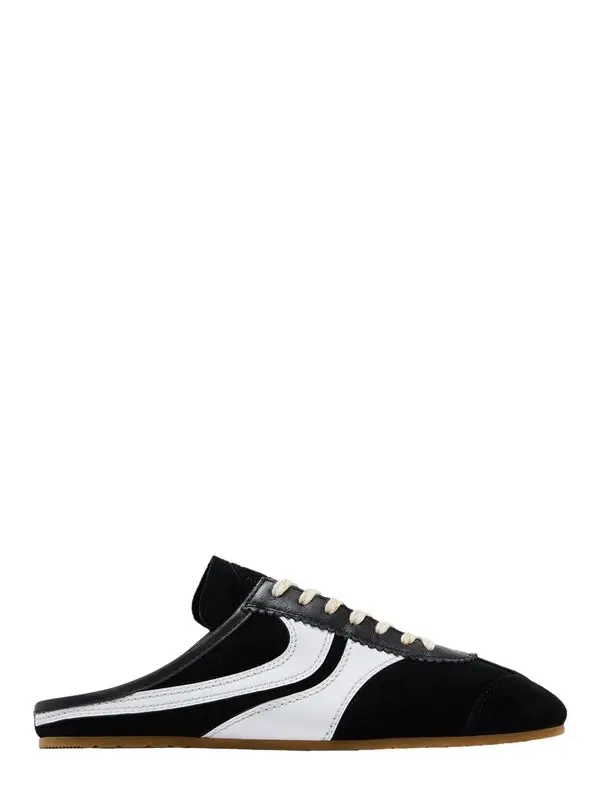 Dries Van Noten Leather Mule White - Black