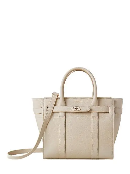 Mulberry Zipped Bayswater Mini Grained-leather Tote Bag - Chalk