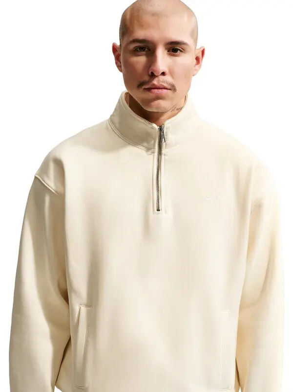 Nike Solo Swoosh Fleece Quarter-zip Top - White