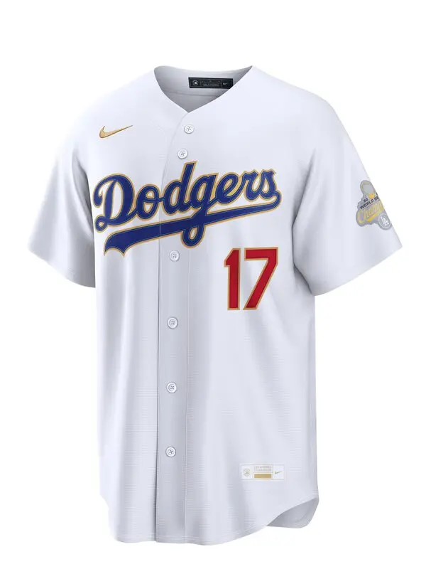 Nike Shohei Ohtani Los Angeles Dodgers 2025 World Series Champion Gold Series Mlb Stadium Jersey - White
