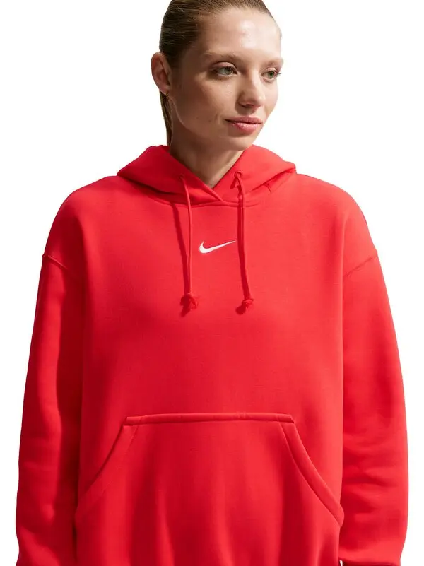 Nike Phoenix Fleece Oversized Pullover Hoodie - Red