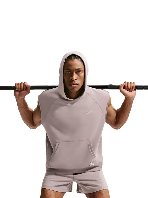 Nike Dri-fit Fleece Sleeveless Training Hoodie - Grey