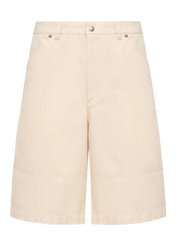 Moncler Linen And Cotton Gabardine Cargo Shorts - White