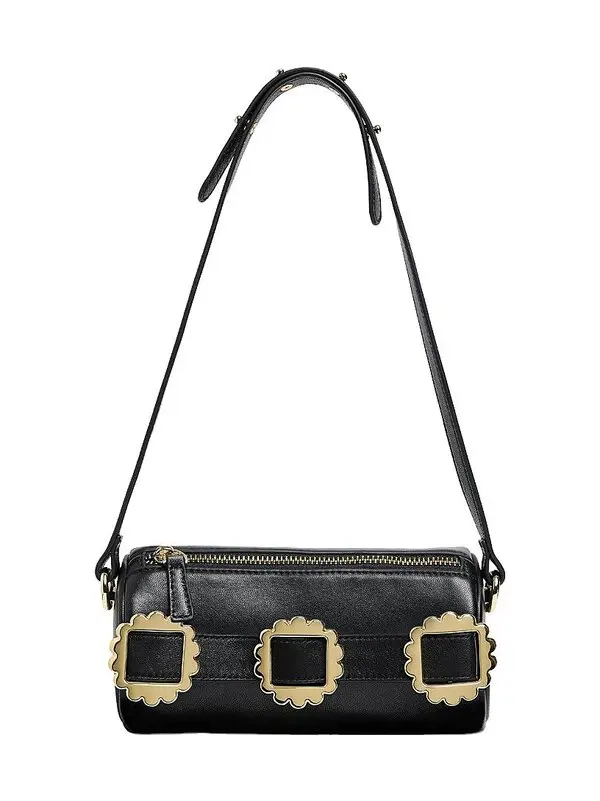 Cynthia Rowley Multi-buckle Leather Shoulder Bag - Black