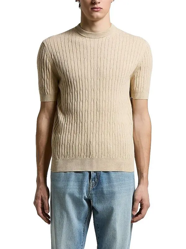 Peserico Regular Fit Ribbed Sweater T-shirt - Marine Wood Beige