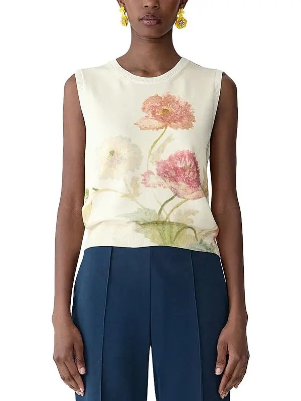 Carolina Herrera Printed Sleeveless Tank Top - Almond Multi
