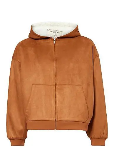 BASKETCASE Hooded Fleece-lined Faux-suede Jacket - Brown