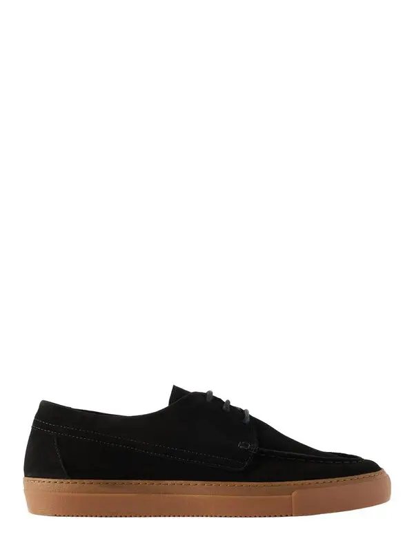 Mr P. Larry Suede Boat Shoes - Black