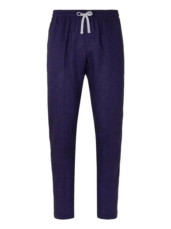 Fedeli Bonifacio Straight-leg Linen Trousers - Blue