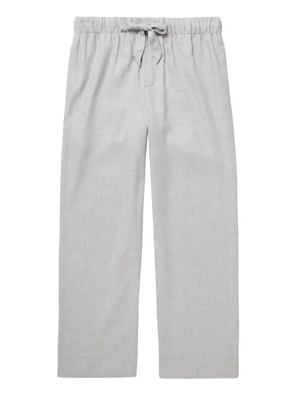 Frescobol Carioca Luan Straight-leg Linen And Cotton-blend Trousers - Gray