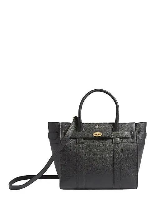 Mulberry Zipped Bayswater Mini Grained-leather Tote Bag - Black