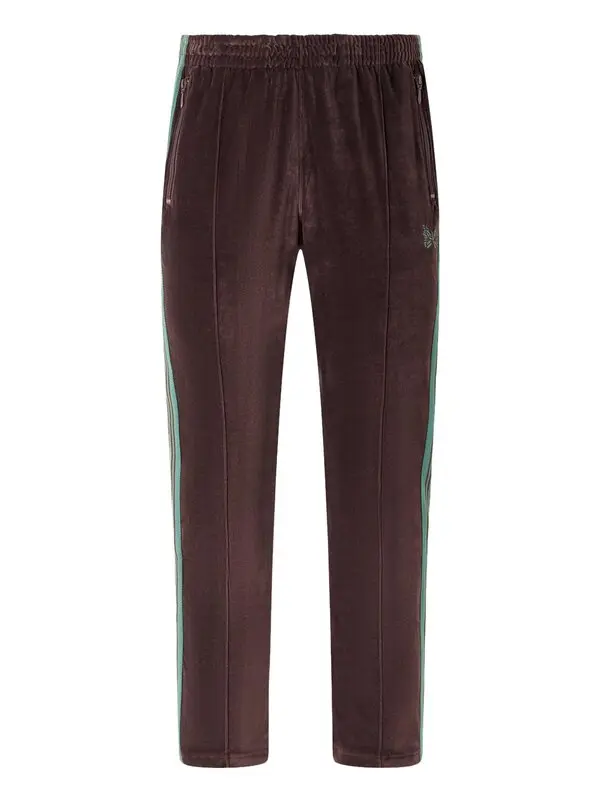 Needles Bootcut Logo-embroidered Striped Velour Track Pants - Brown