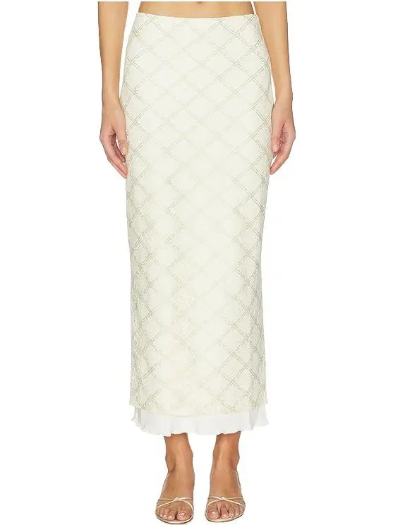 Line & Dot Norelle Midi Skirt - Cream & Green