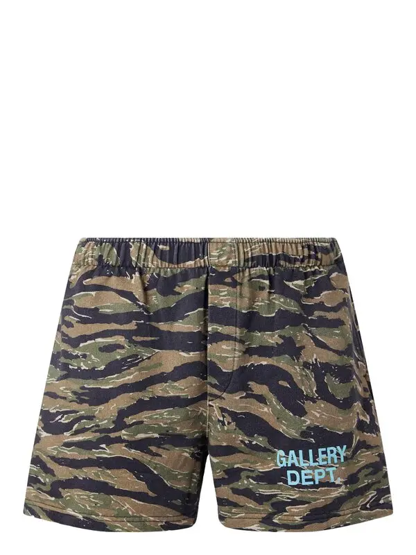 GALLERY DEPT. Zuma Straight-leg Camouflage And Logo-print Cotton-jersey Shorts - Green