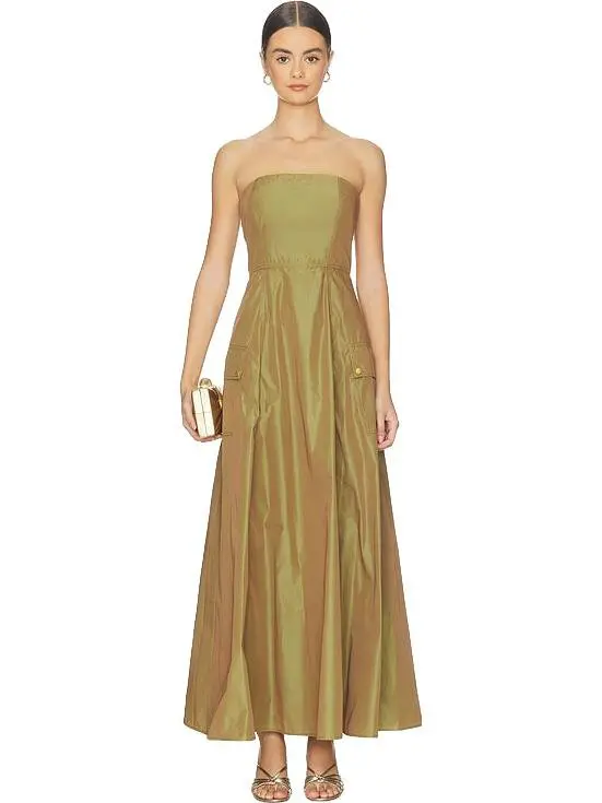 L'Agence Nessa Strapless Maxi - Olive