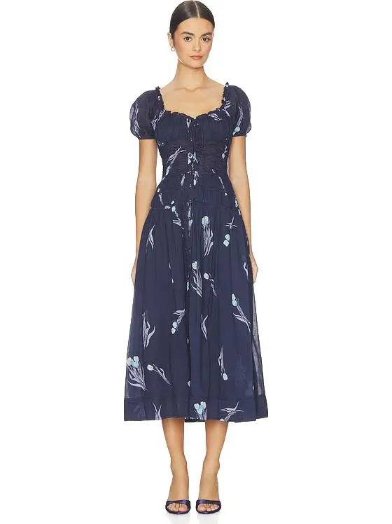 Free People Complete Me Midi Dress - Navy Combo