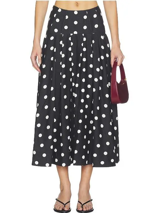NICHOLAS Yasmin Skirt - Black,ivory Polka Dot