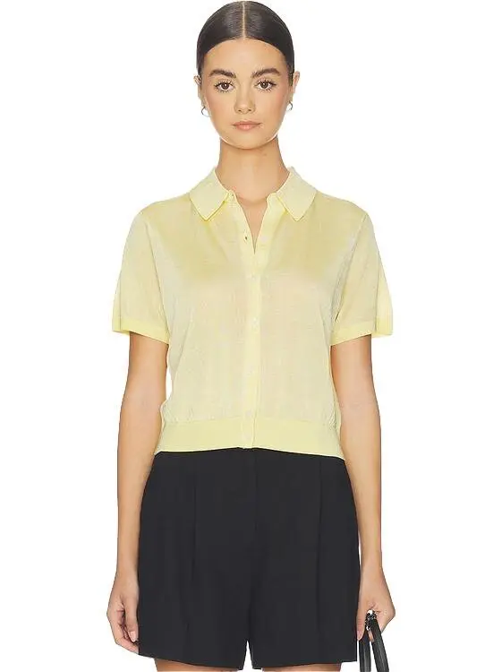 PISTOLA Lucca Short Sleeve Polo Sweater Top - Pale Yellow