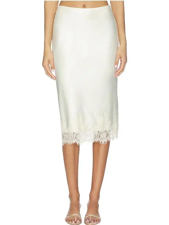 MORE TO COME Bethanie Midi Skirt - Cream
