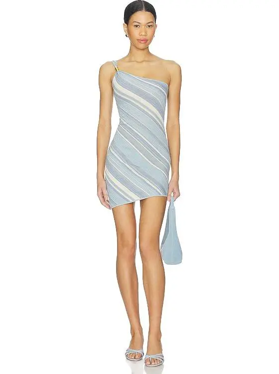 KAPRI Milan Mini Dress - Blue Striped Knit