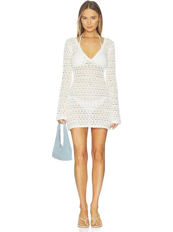 LoveShackFancy Vespa Crochet-knit Mini Dress - Coconut Breeze