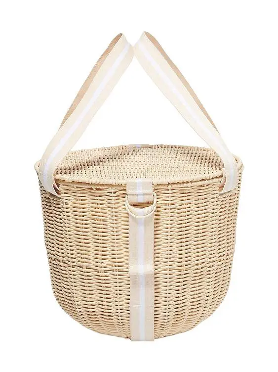 SUNNYLIFE Round Picnic Cooler Basket - Natural